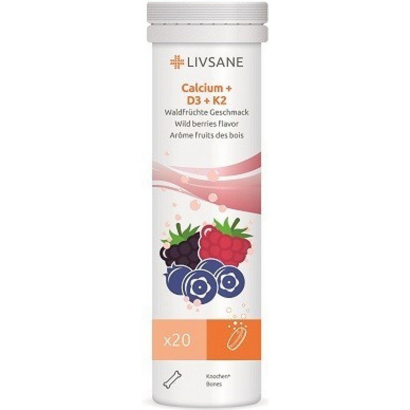 Livsane Effervescent tablets Calcium + Vitamin D3+K2 20 pcs - World ...