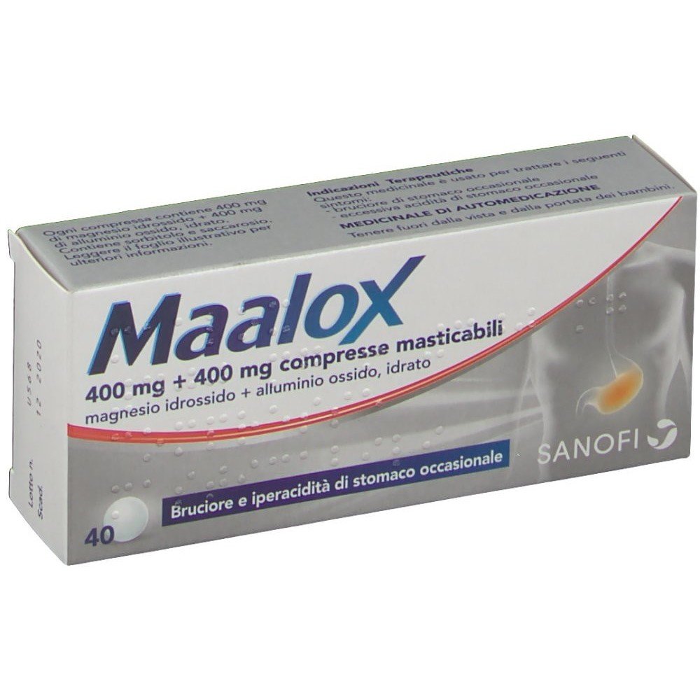 Maalox 400mg+400mg Chewable tablets, 40 - World Wide Shop